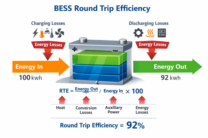 BESS Round Trip Efficiency: How to Calculate Battery Storage Efficiency