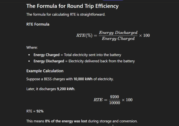 BESS Round Trip Efficiency: How to Calculate Battery Storage Efficiency